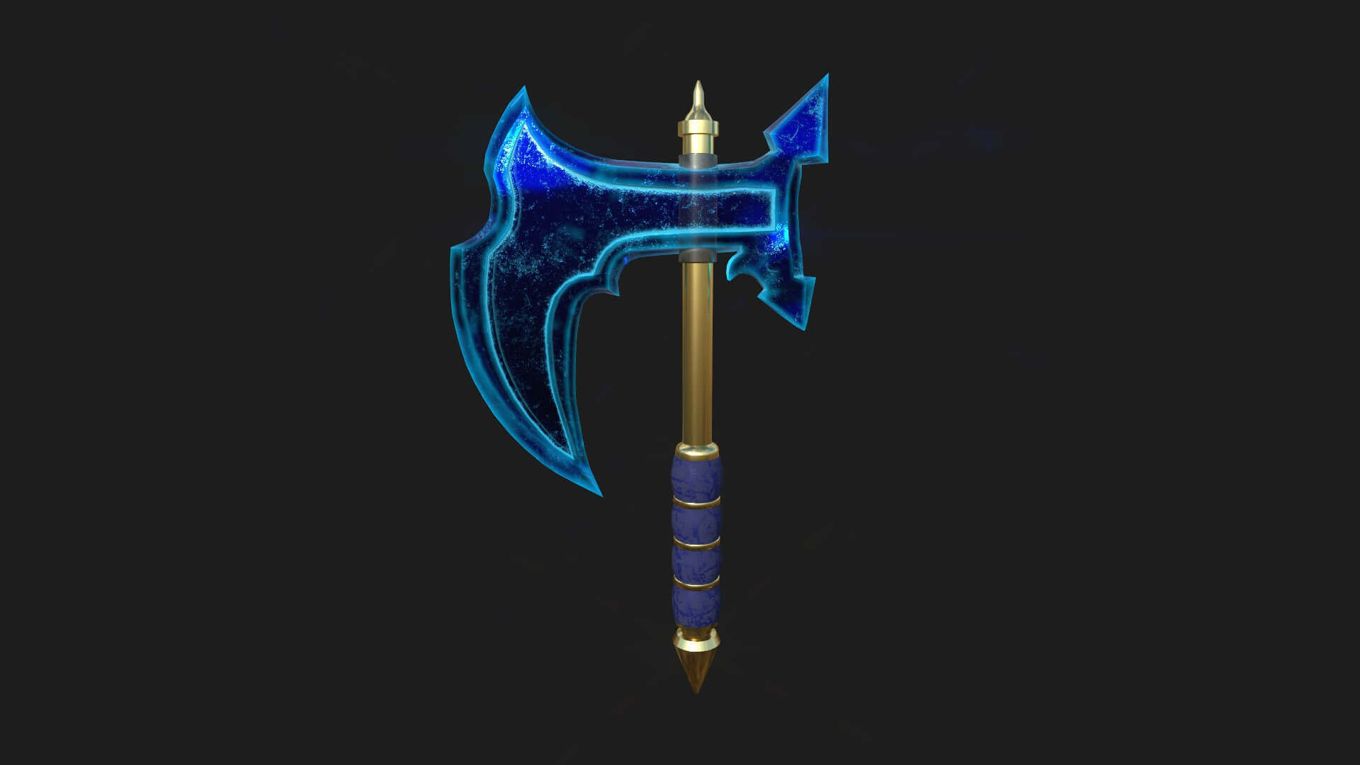 Medieval Battle Axe 03 - Blue Transparent 3D Model by gsommer