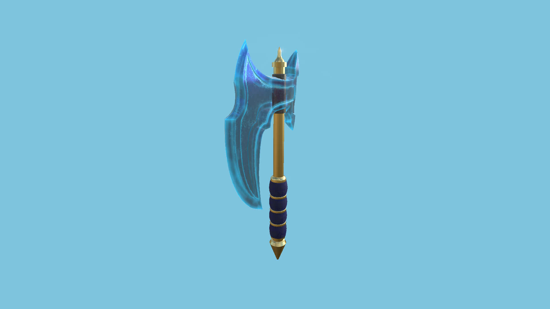 Medieval Battle Axe 03 - Blue Transparent 3D Model by gsommer
