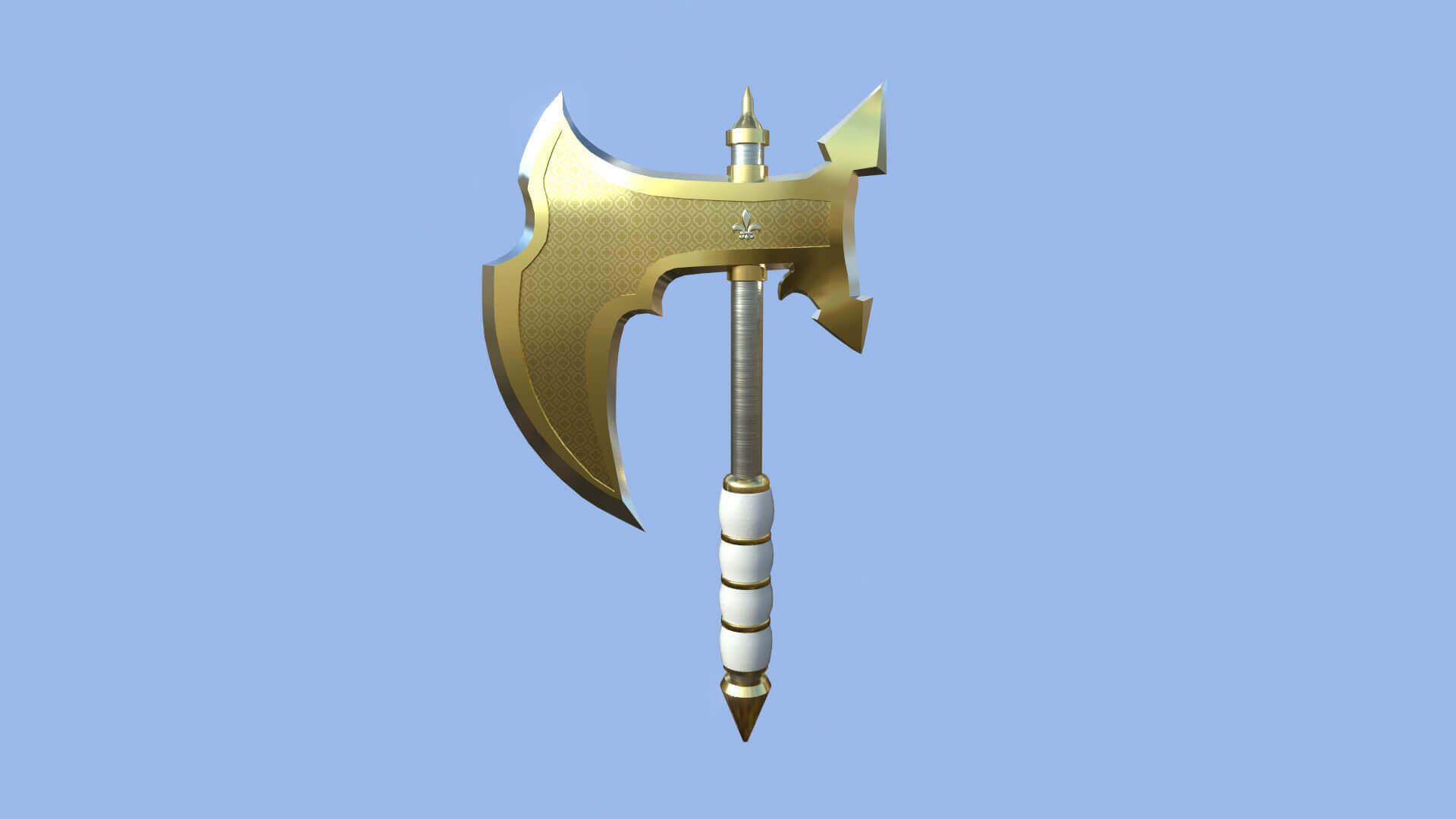 Medieval Battle Axe 10 - Golden Luxury 3D Model by gsommer