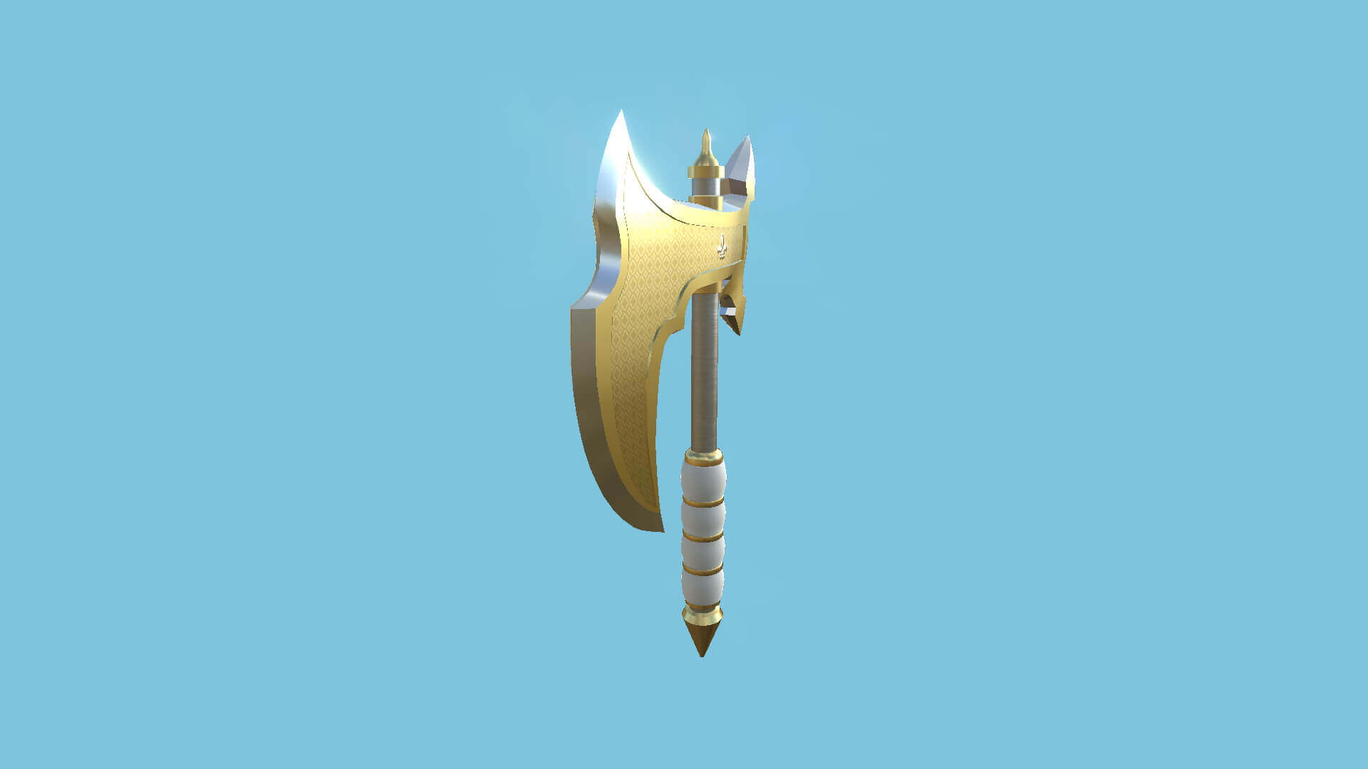 Medieval Battle Axe 10 - Golden Luxury 3D Model by gsommer