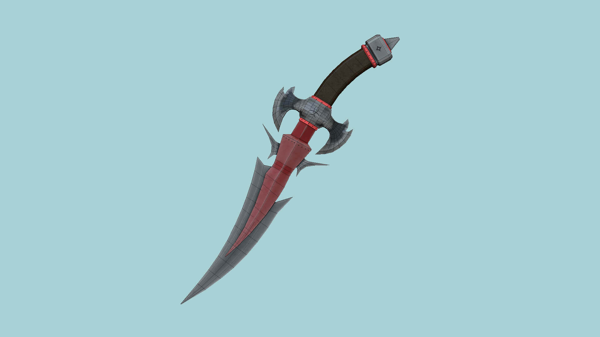 Medieval Dagger 06 - Dark Red 3D Model by gsommer