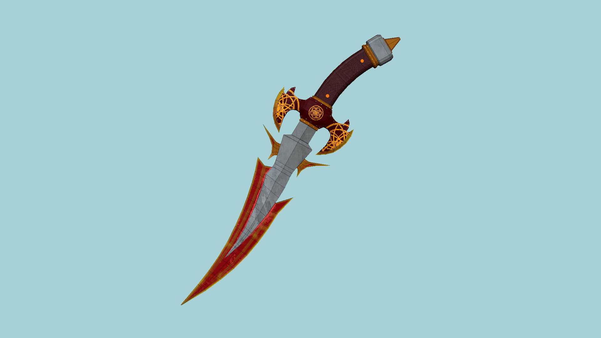 Medieval Dagger 07 - Red Elemental 3D Model by gsommer