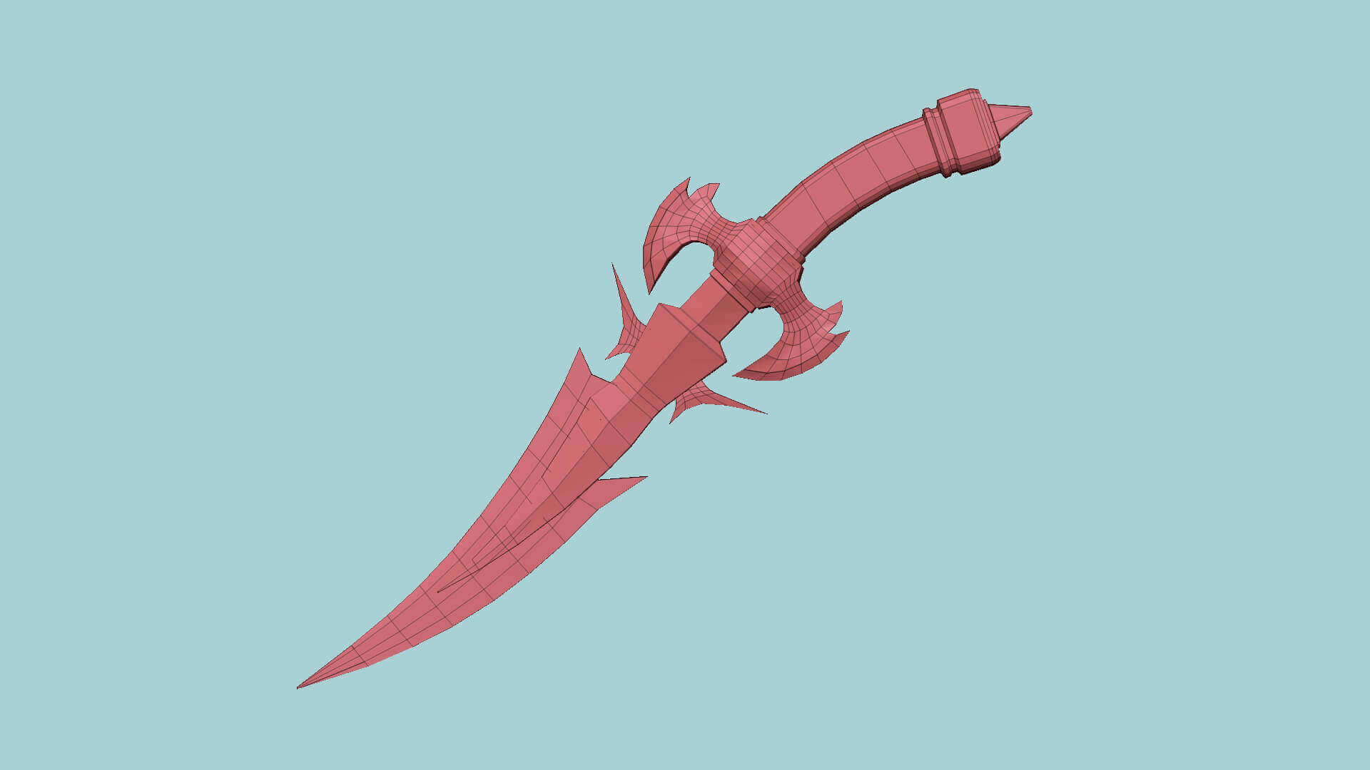 Medieval Dagger 07 - Red Elemental 3D Model by gsommer
