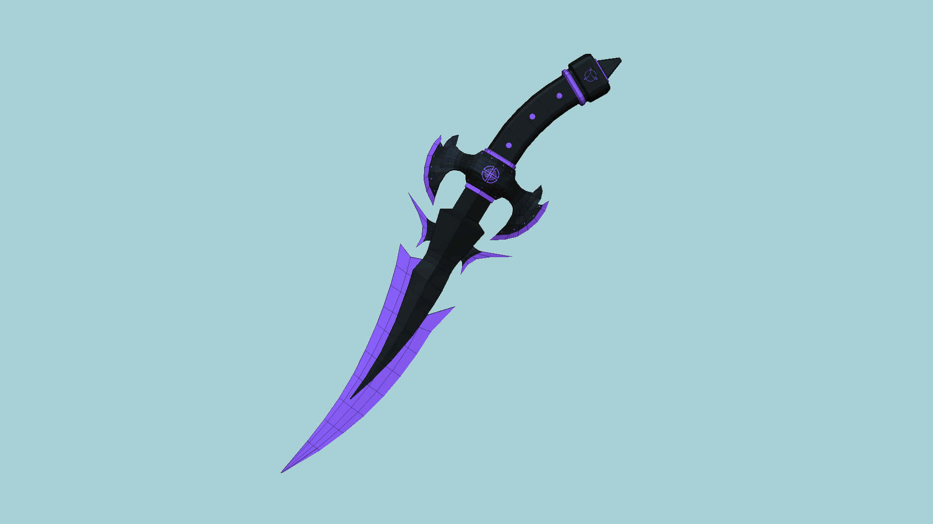 Medieval Dagger 09 - Cartoon Purple 3D Model by gsommer