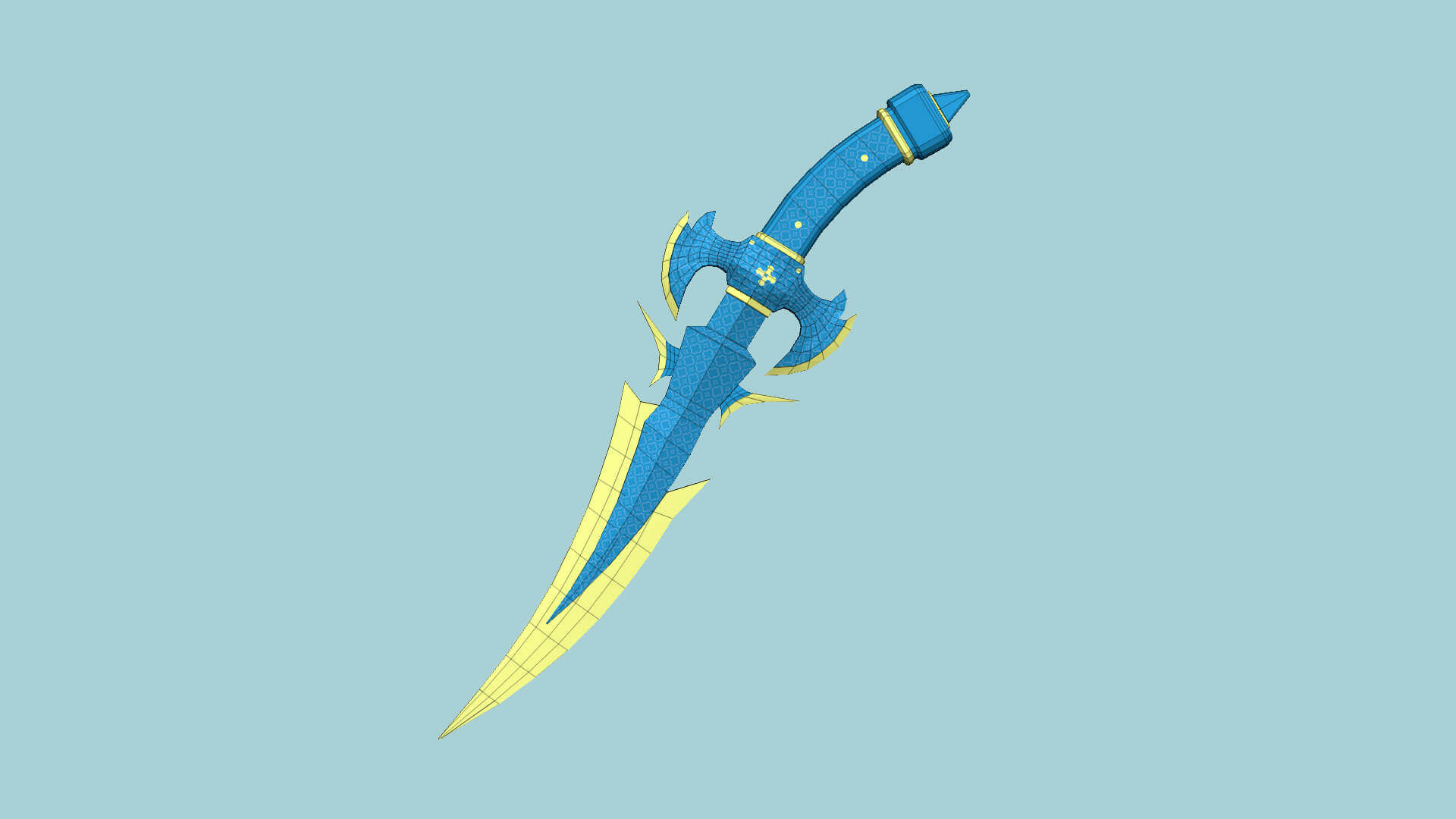 Medieval Dagger 10 - Cartoon Blue 3D Model by gsommer