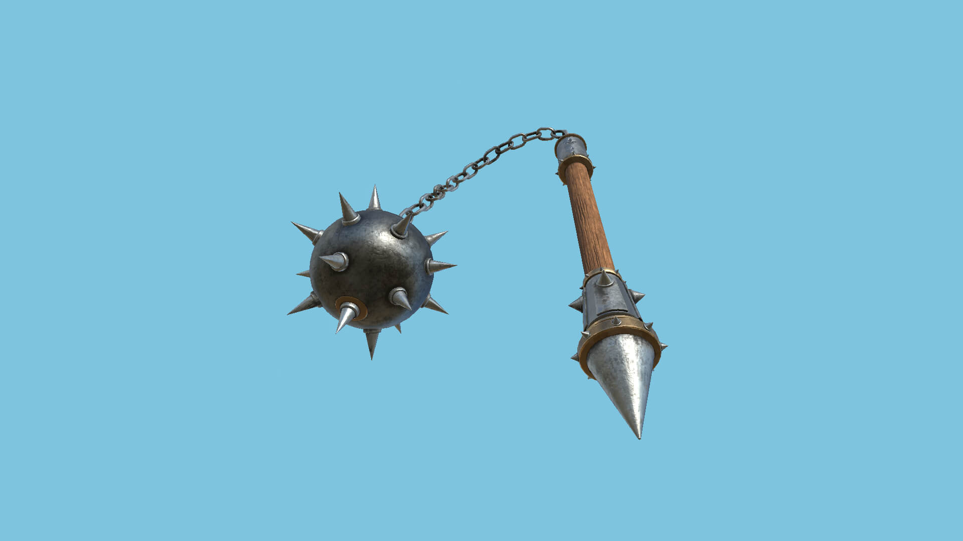 Medieval Flail Mace 02 - Steel 3D Model by gsommer