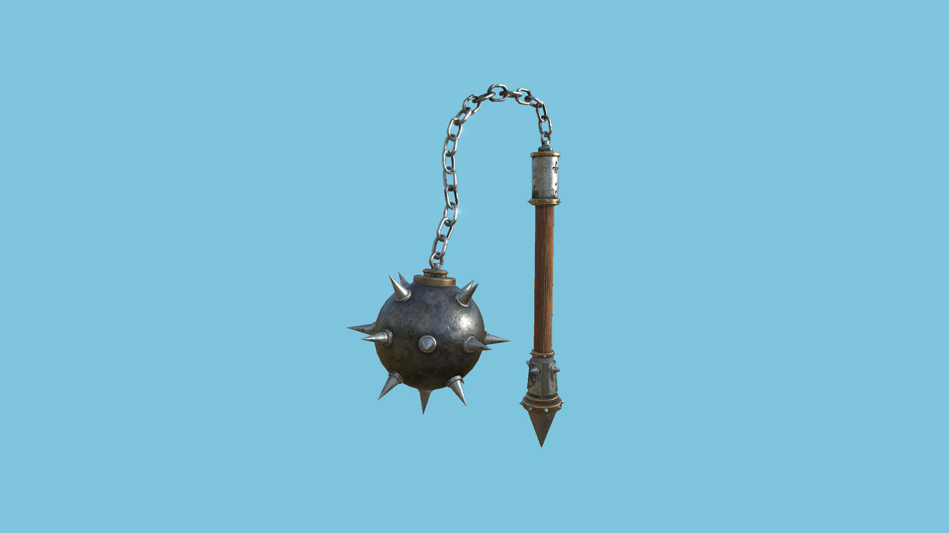 Medieval Flail Mace 02 - Steel 3D Model by gsommer