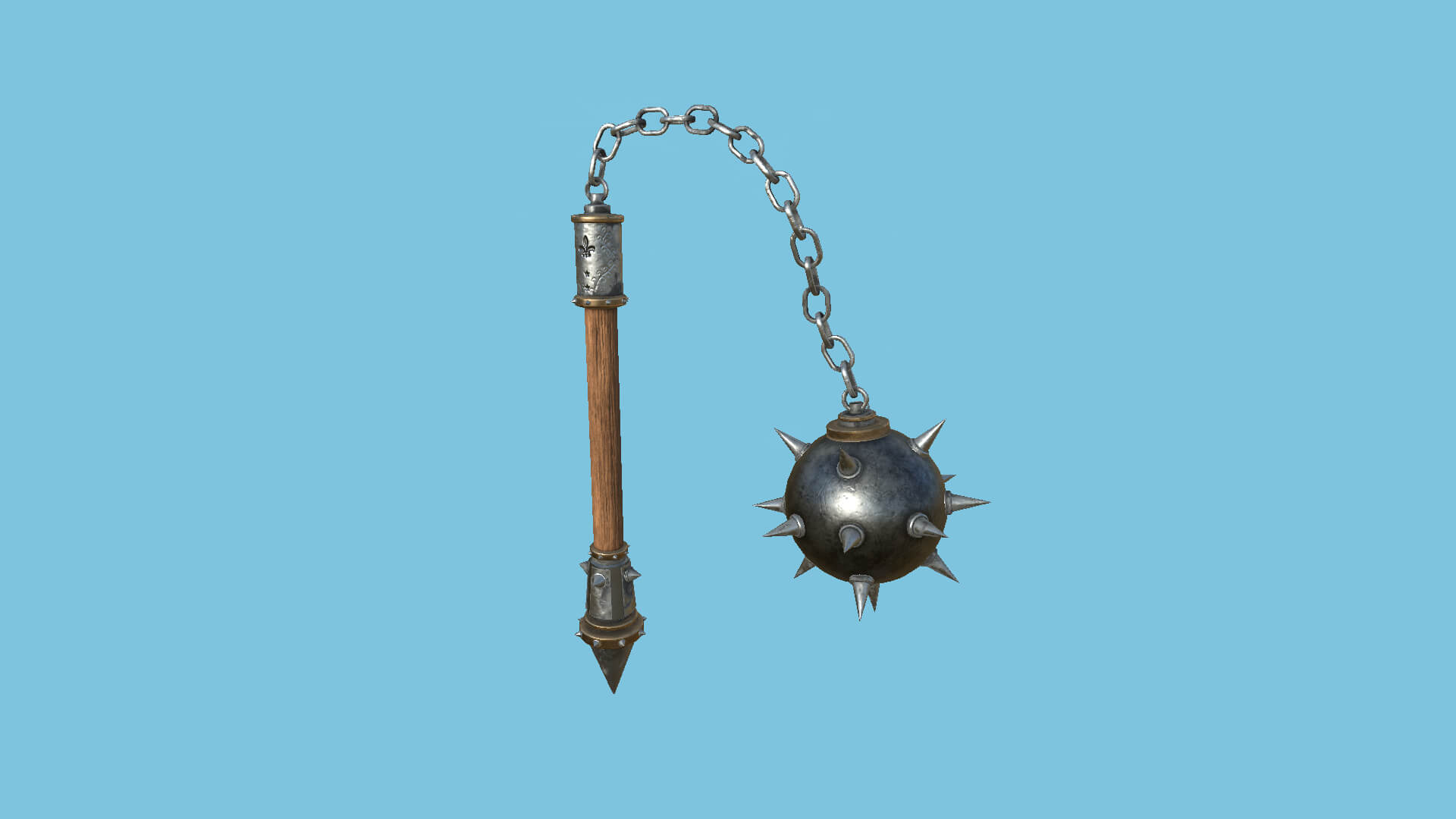 Medieval Flail Mace 02 - Steel 3D Model by gsommer