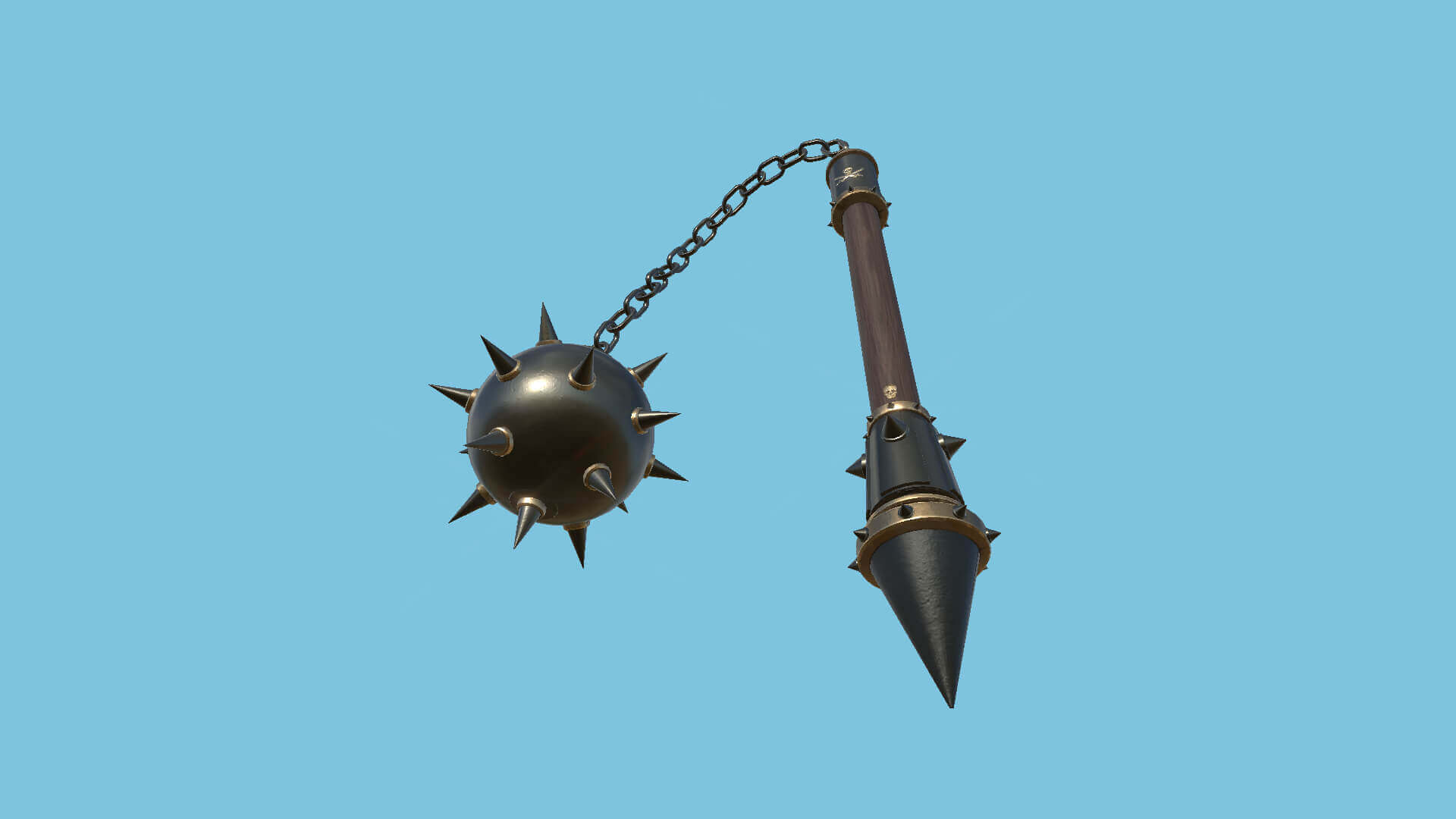 Medieval Flail Mace 04 - Black Dark 3D Model by gsommer