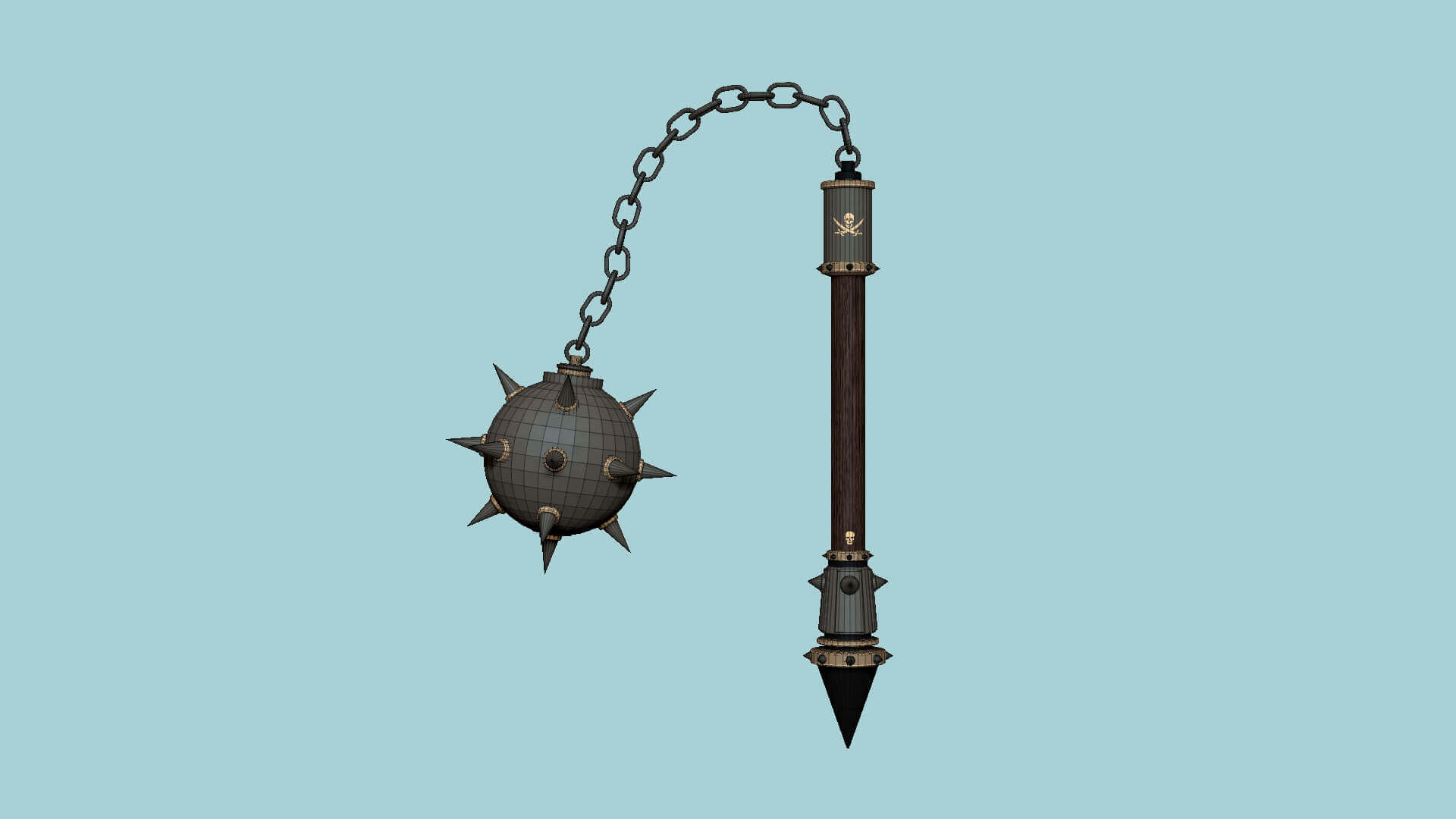 Medieval Flail Mace 04 - Black Dark 3D Model by gsommer