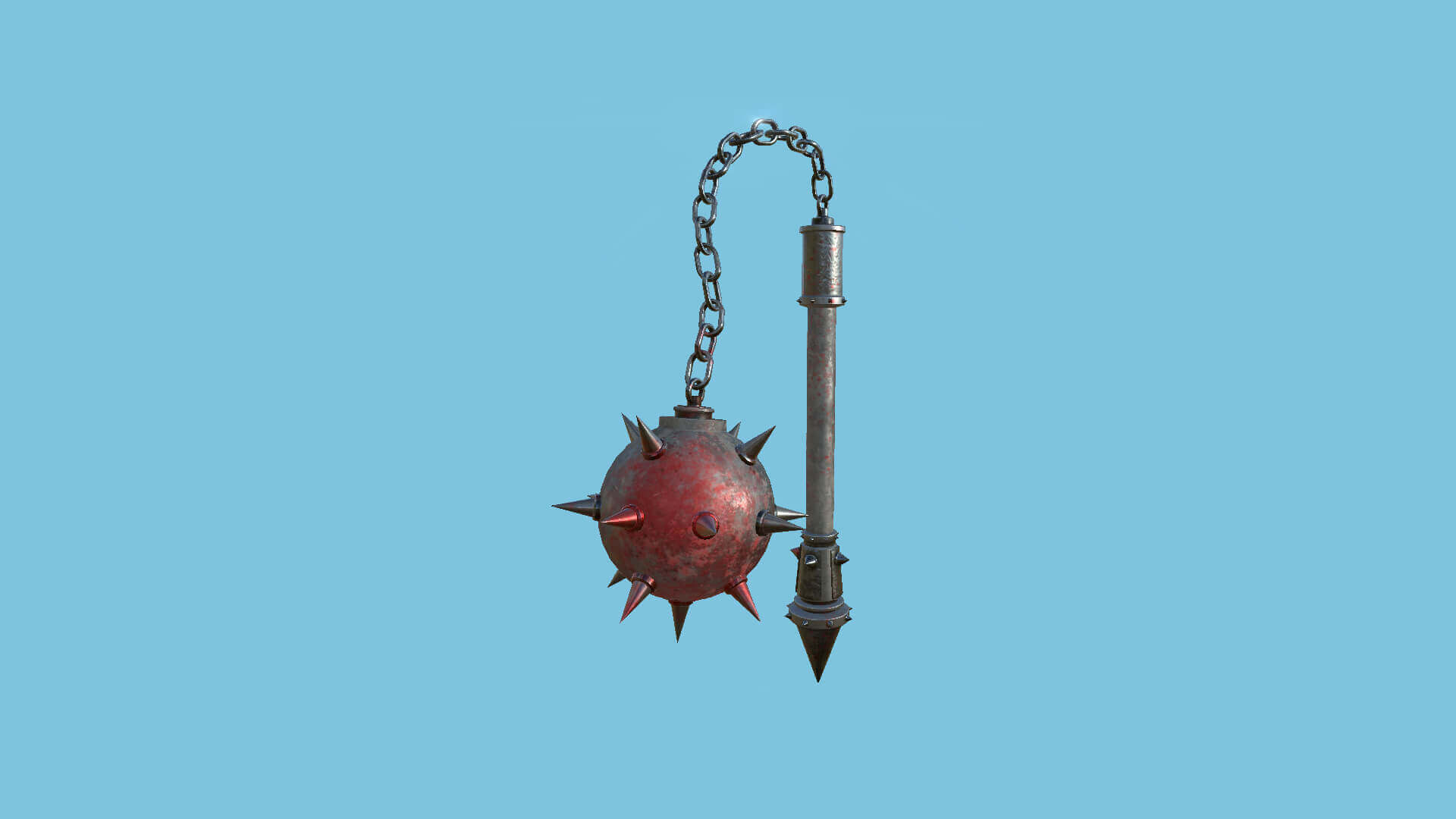 Medieval Flail Mace 07 - Blood Steel 3D Model by gsommer