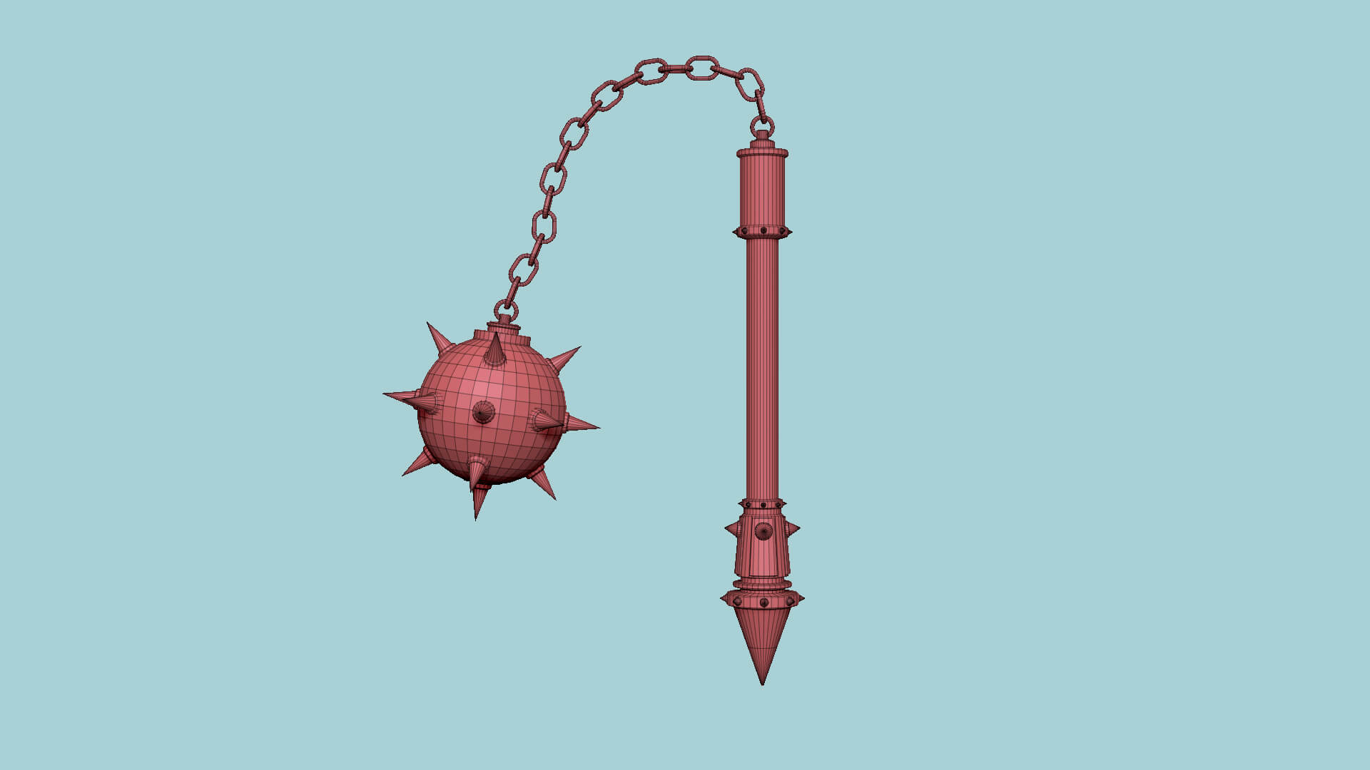 Medieval Flail Mace 07 - Blood Steel 3D Model by gsommer