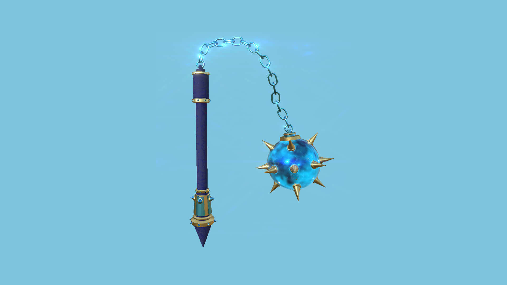Medieval Flail Mace 08 - Water Elemental 3D Model by gsommer