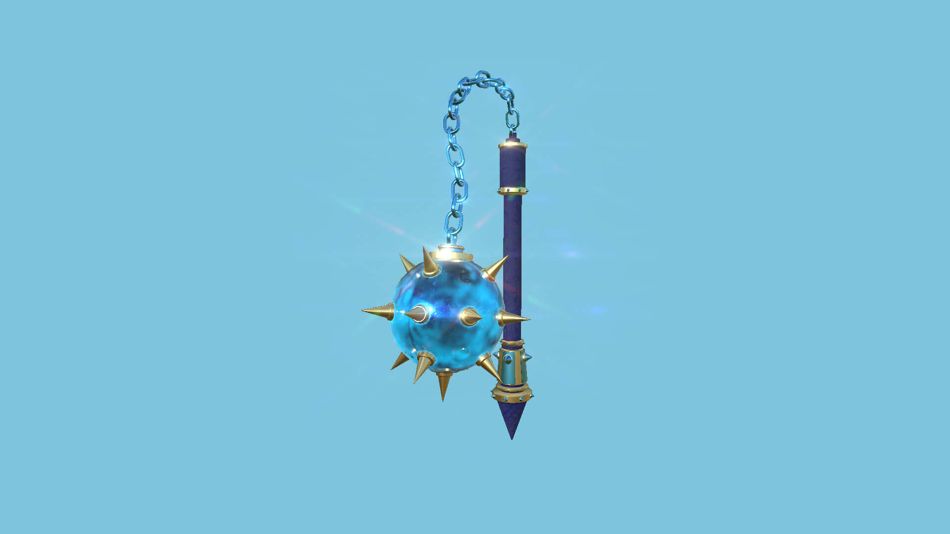 Medieval Flail Mace 08 - Water Elemental 3D Model by gsommer