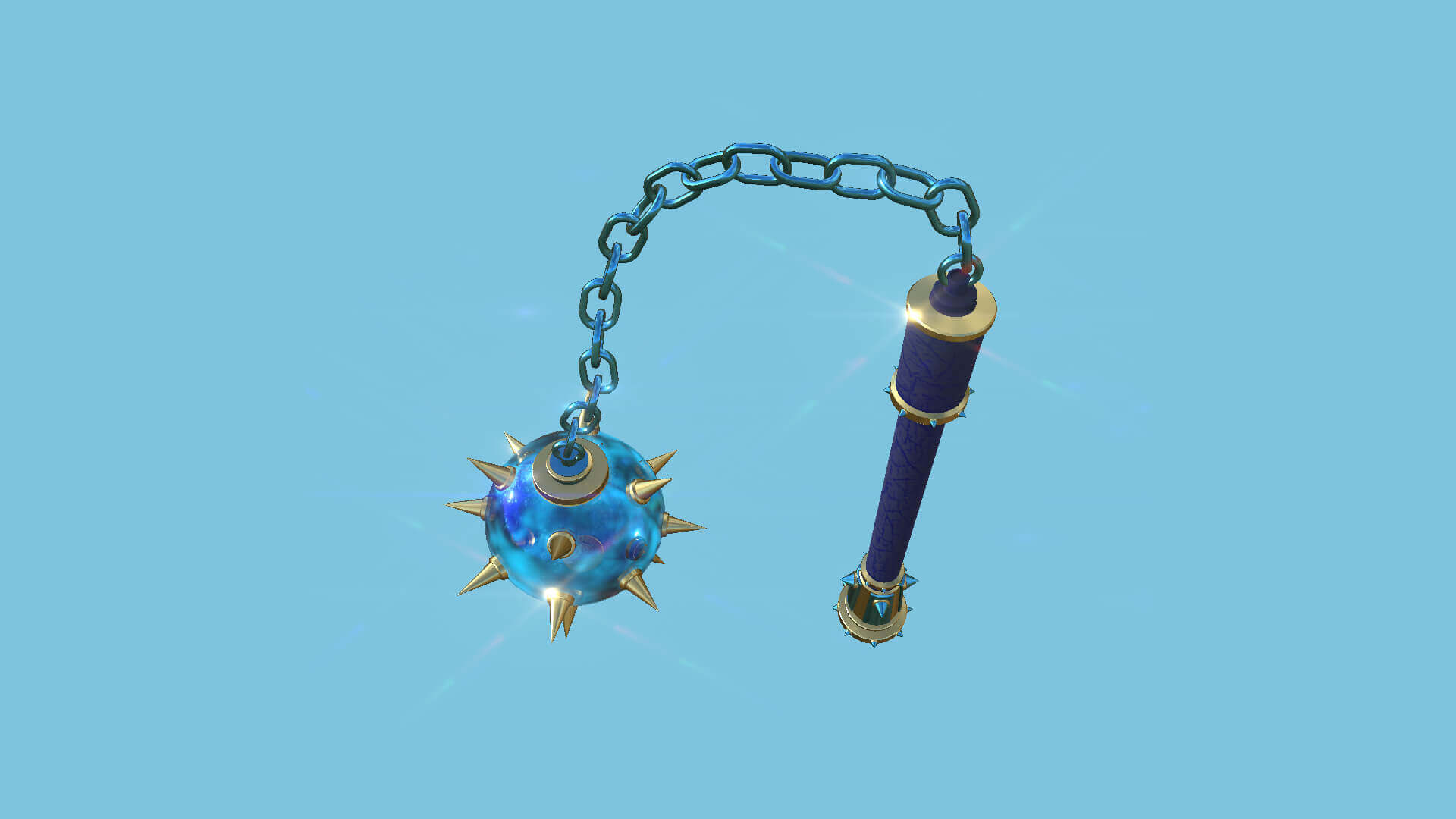 Medieval Flail Mace 08 - Water Elemental 3D Model by gsommer