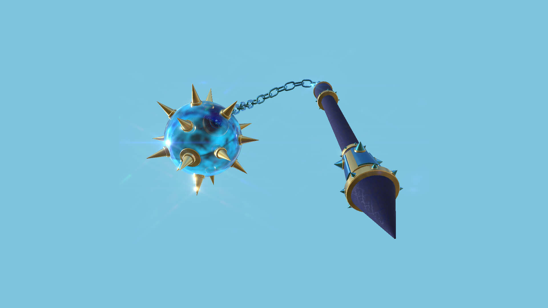 Medieval Flail Mace 08 - Water Elemental 3D Model by gsommer