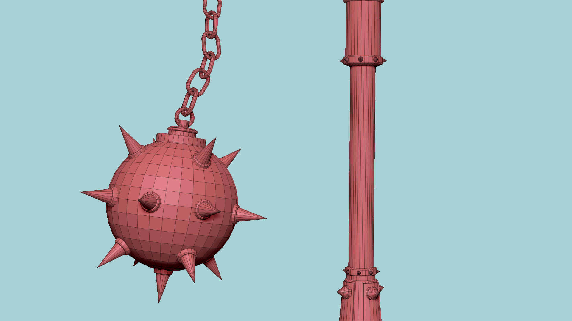Medieval Flail Mace 08 - Water Elemental 3D Model by gsommer