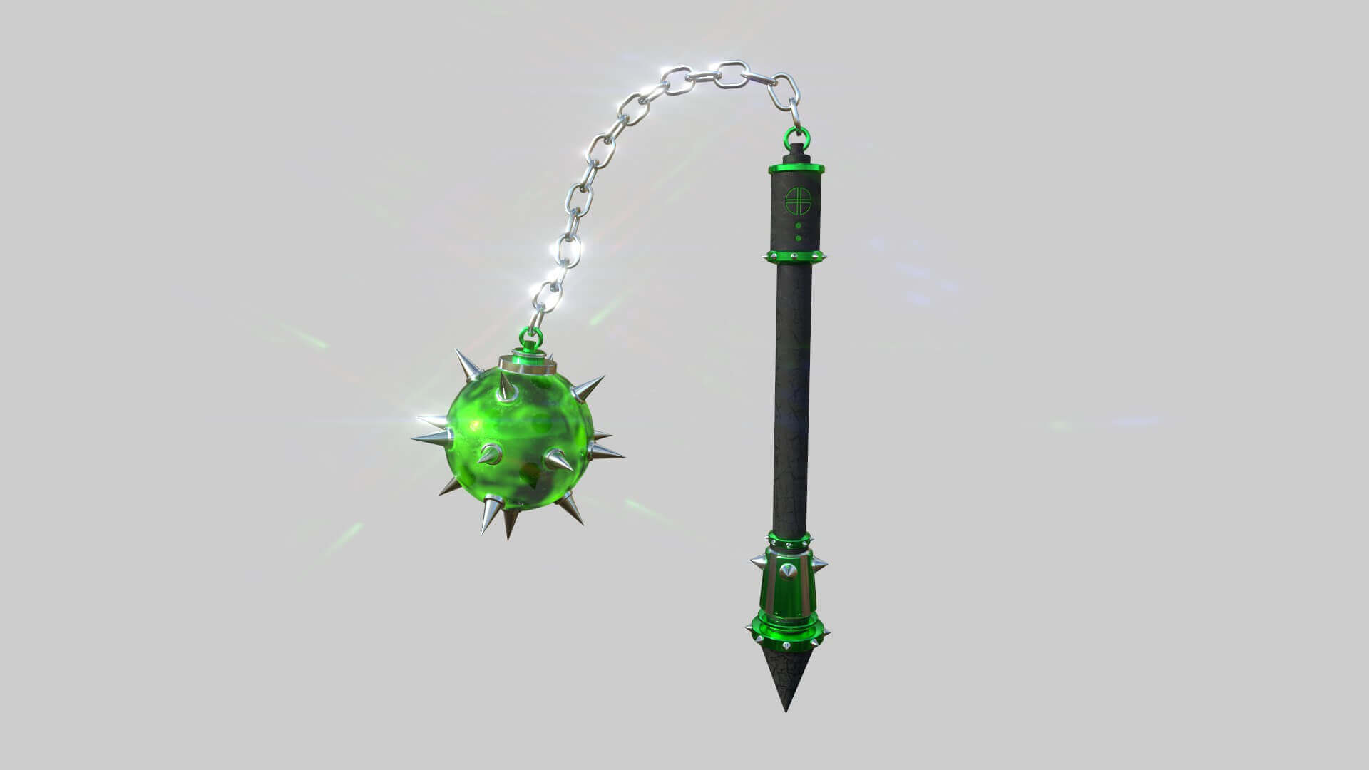 Medieval Flail Mace 09 - Nature Elemental 3D Model by gsommer