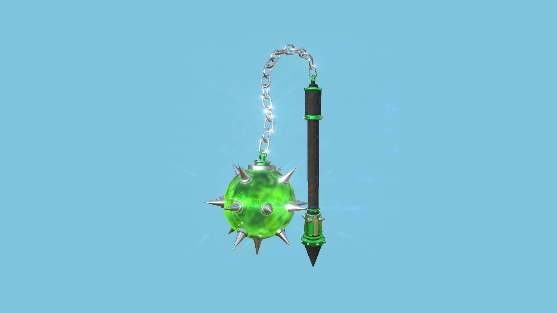 Medieval Flail Mace 09 - Nature Elemental 3D Model by gsommer