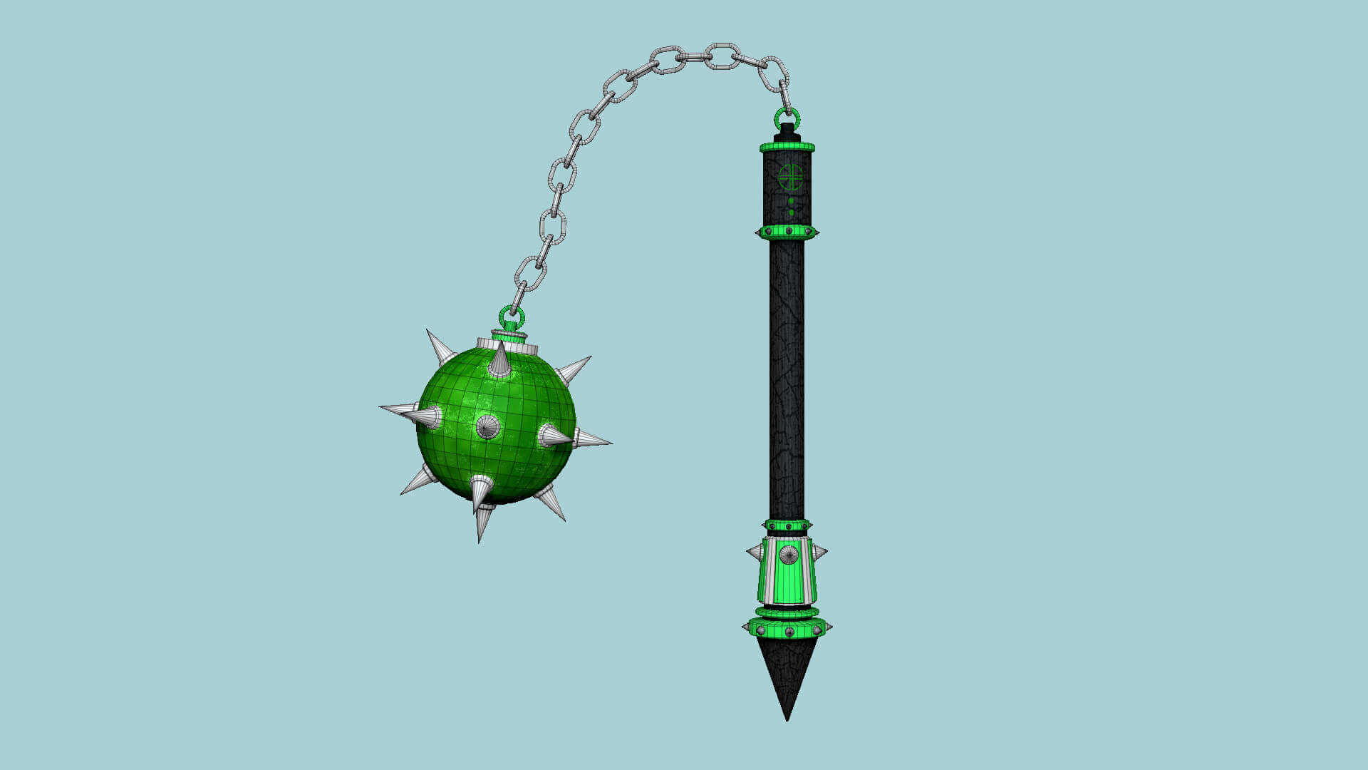 Medieval Flail Mace 09 - Nature Elemental 3D Model by gsommer