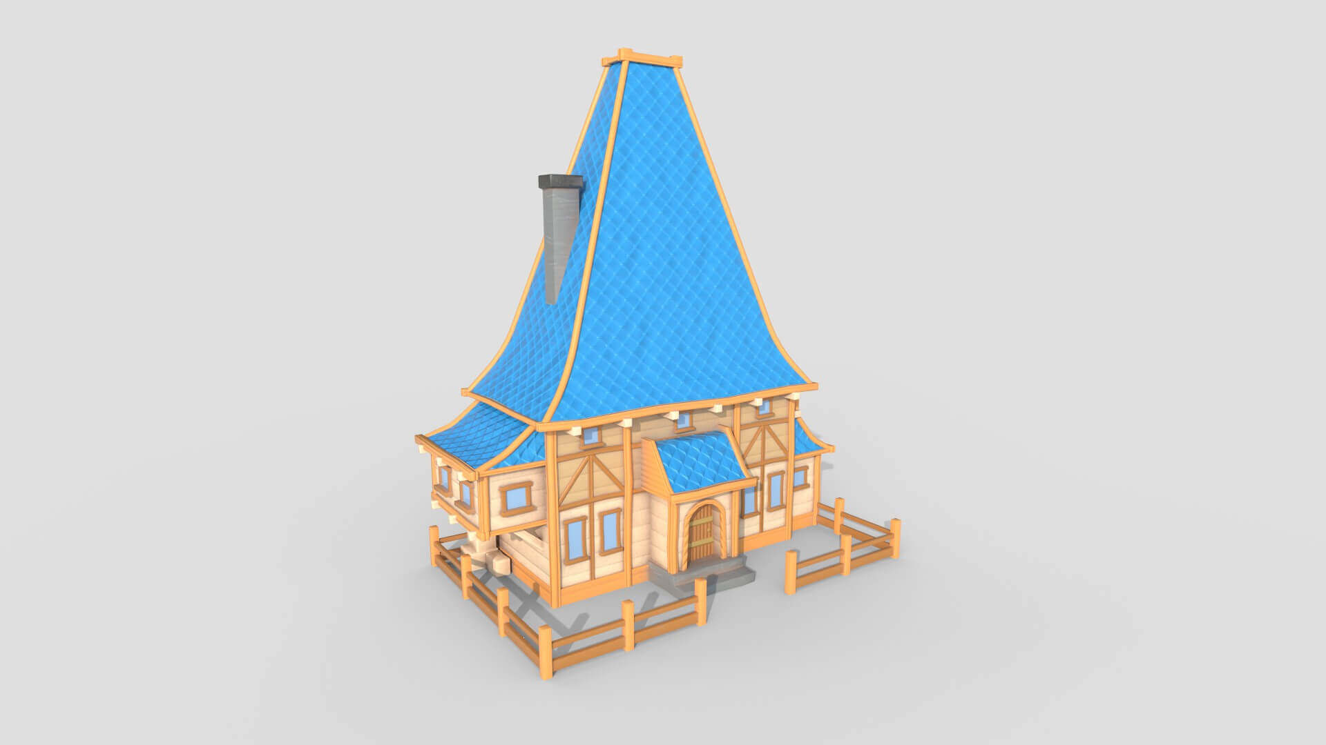 Medieval House 01 - Cartoon Blue 3D Model by gsommer