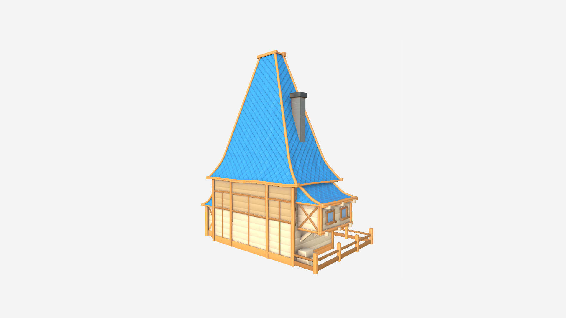 Medieval House 01 - Cartoon Blue 3D Model by gsommer