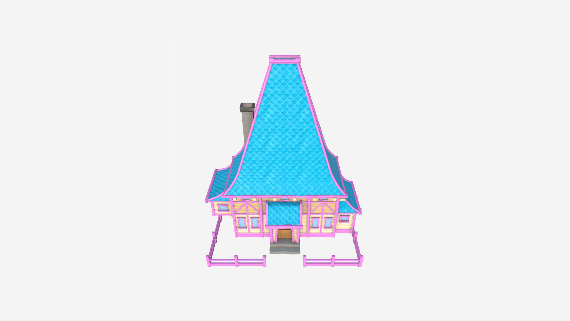 Medieval House 02 - Cartoon Pink 3D Model by gsommer