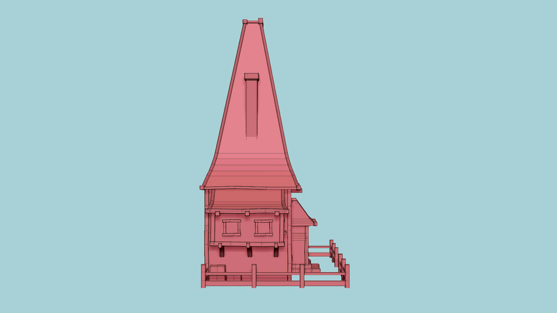 Medieval House 02 - Cartoon Pink 3D Model by gsommer