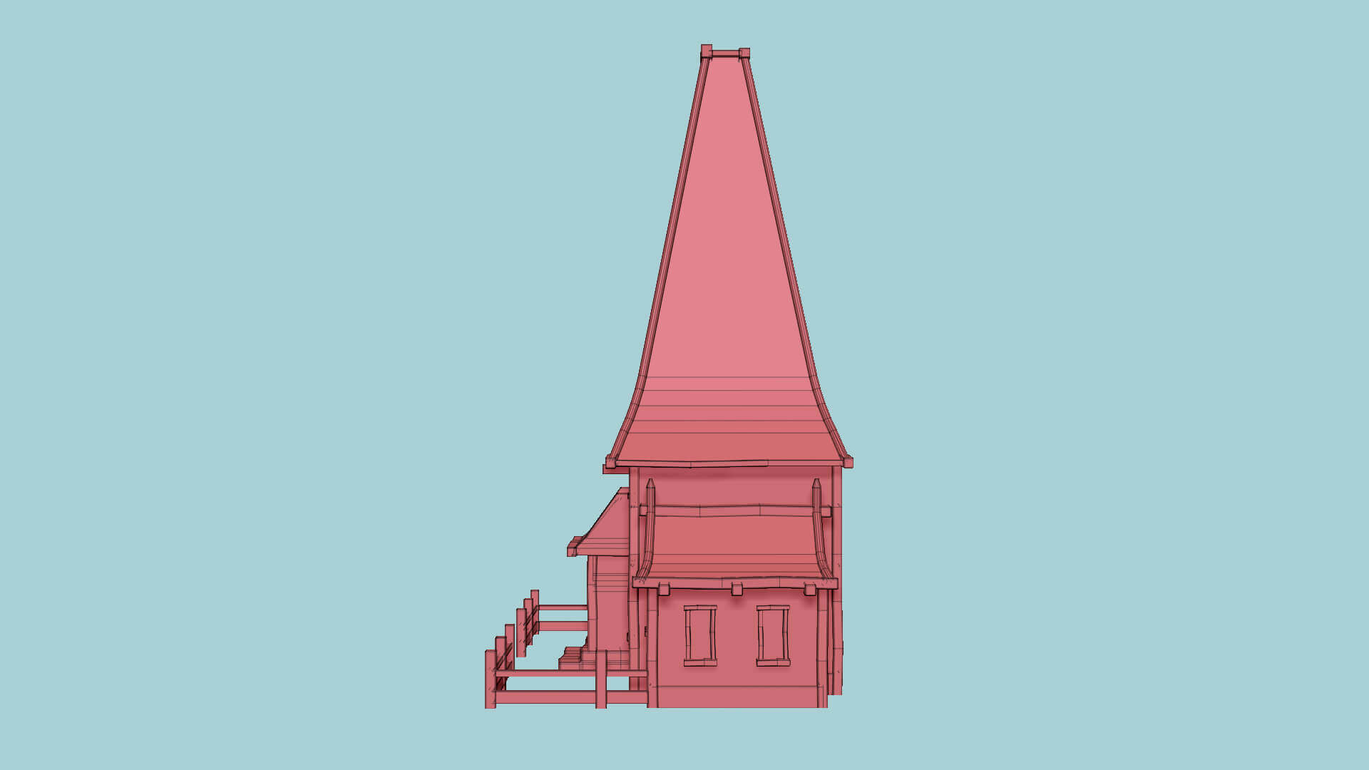 Medieval House 02 - Cartoon Pink 3D Model by gsommer