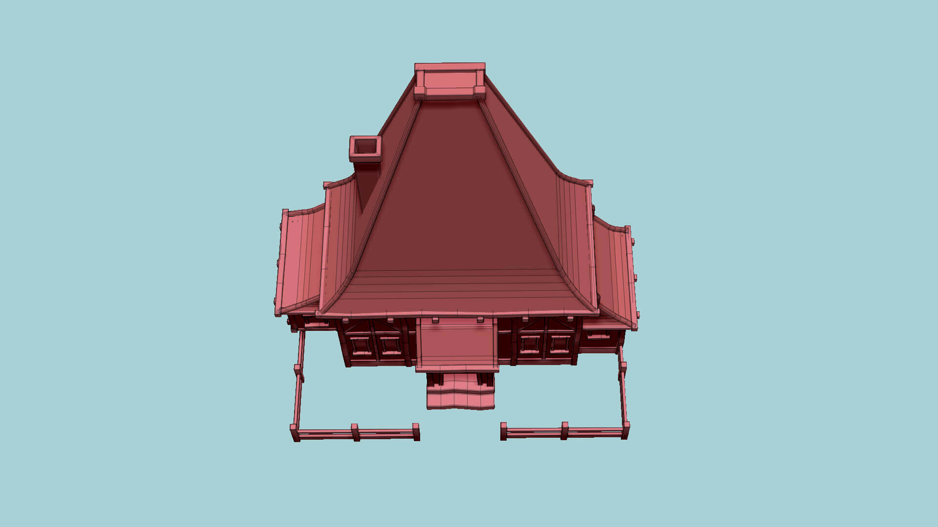 Medieval House 02 - Cartoon Pink 3D Model by gsommer