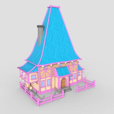 Medieval House 02 - Cartoon Pink 3D Model by gsommer
