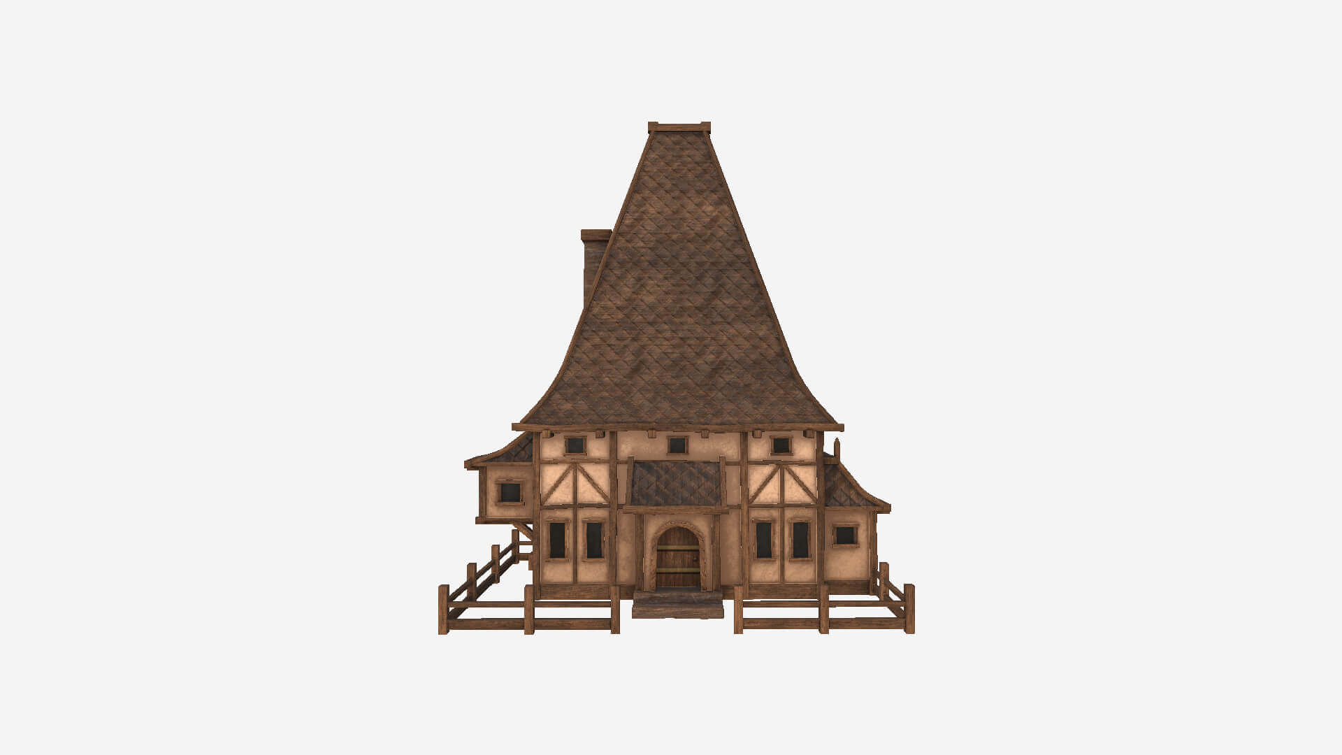 Medieval House 06 - Wood Dark 3D Model by gsommer