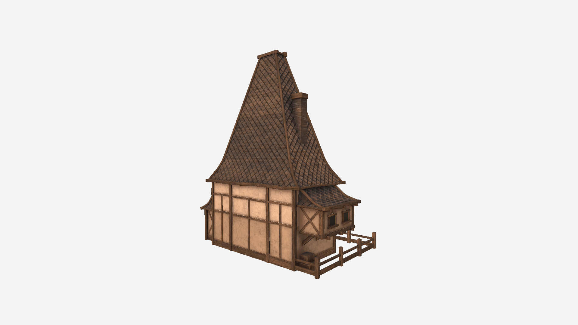 Medieval House 06 - Wood Dark 3D Model by gsommer