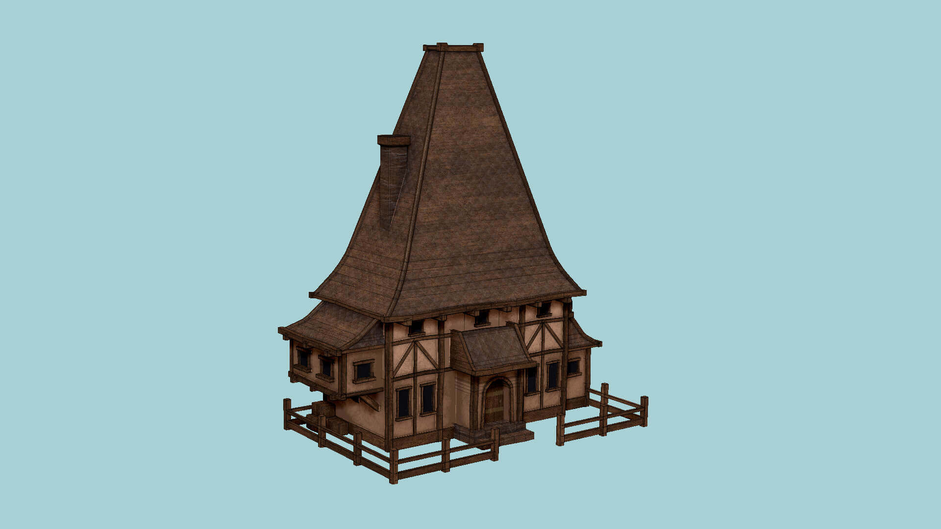 Medieval House 06 - Wood Dark 3D Model by gsommer