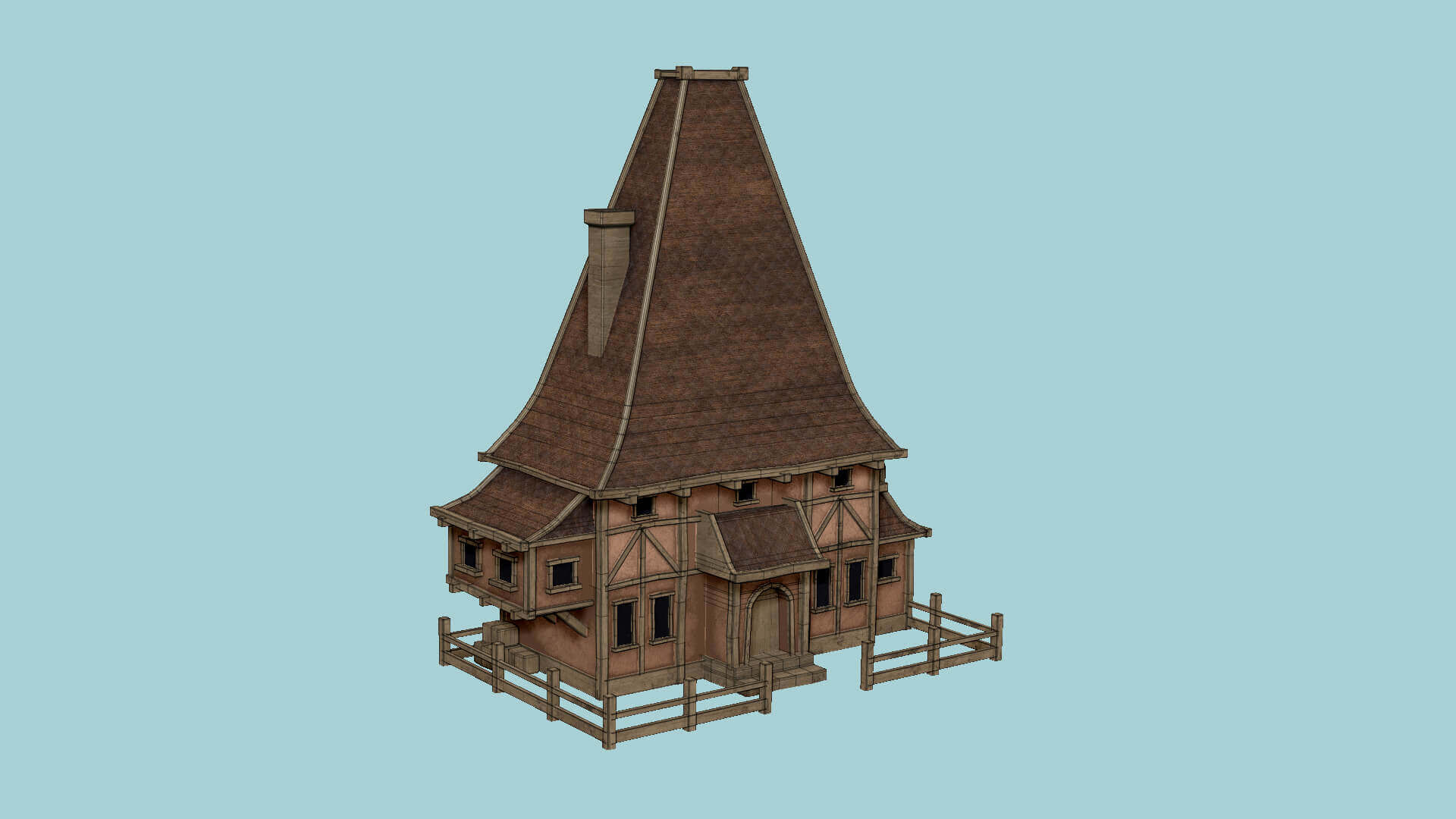 Medieval House 07 - Light Wood 3D Model by gsommer