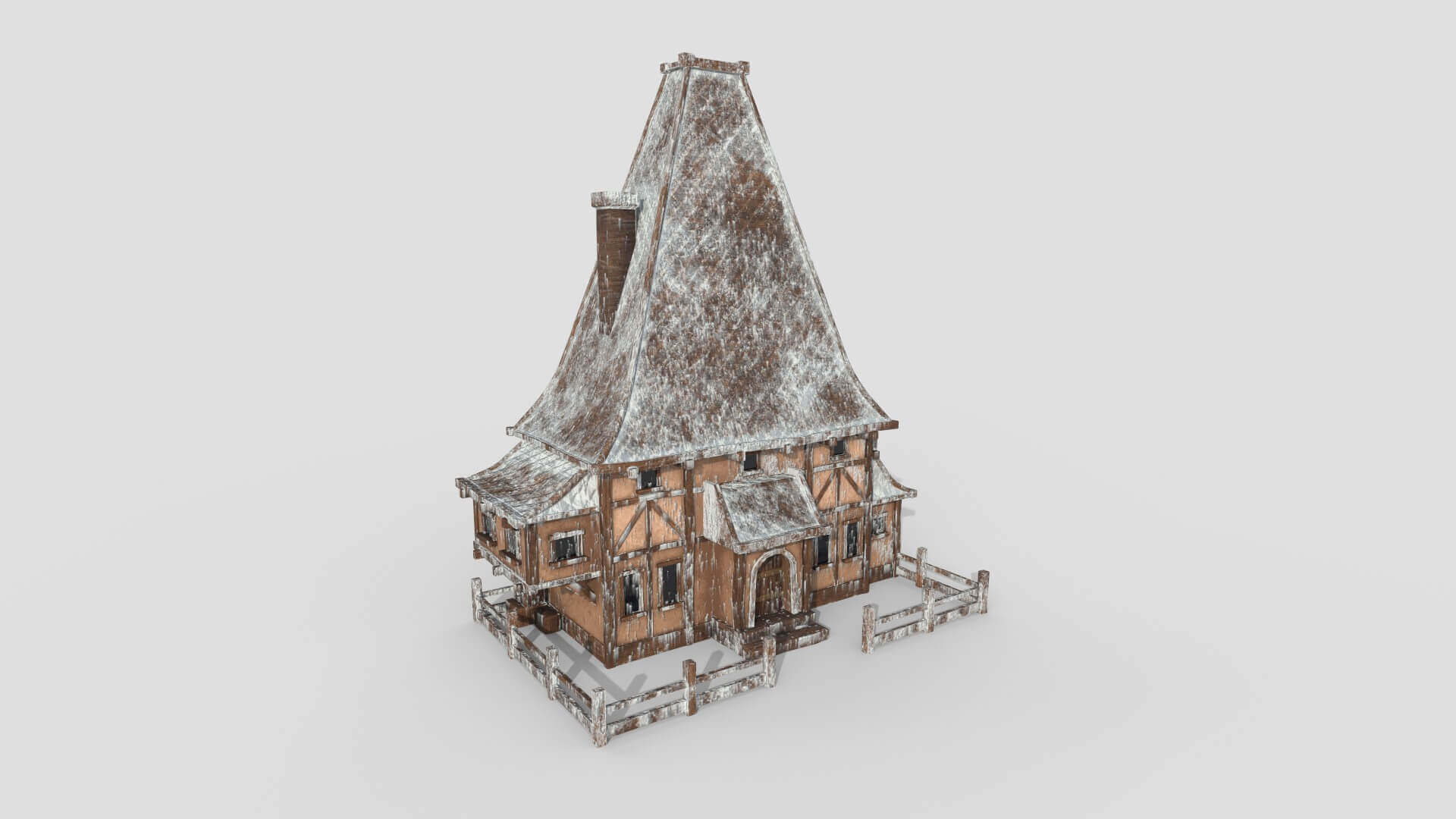 Medieval House 11 - Snow Wood 3D Model by gsommer