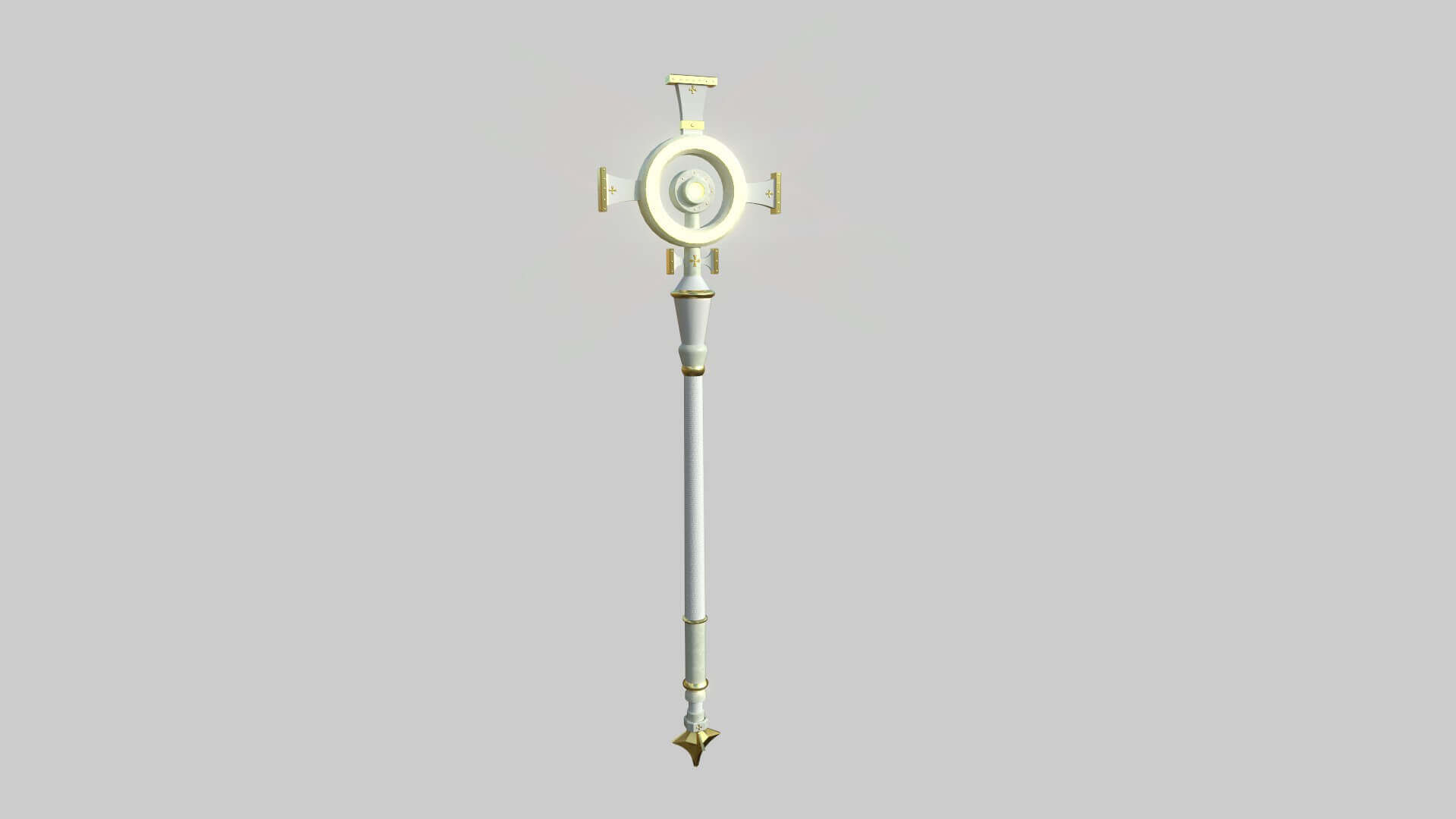 Medieval Mage Staff Model B 01 - White and Gold by gsommer