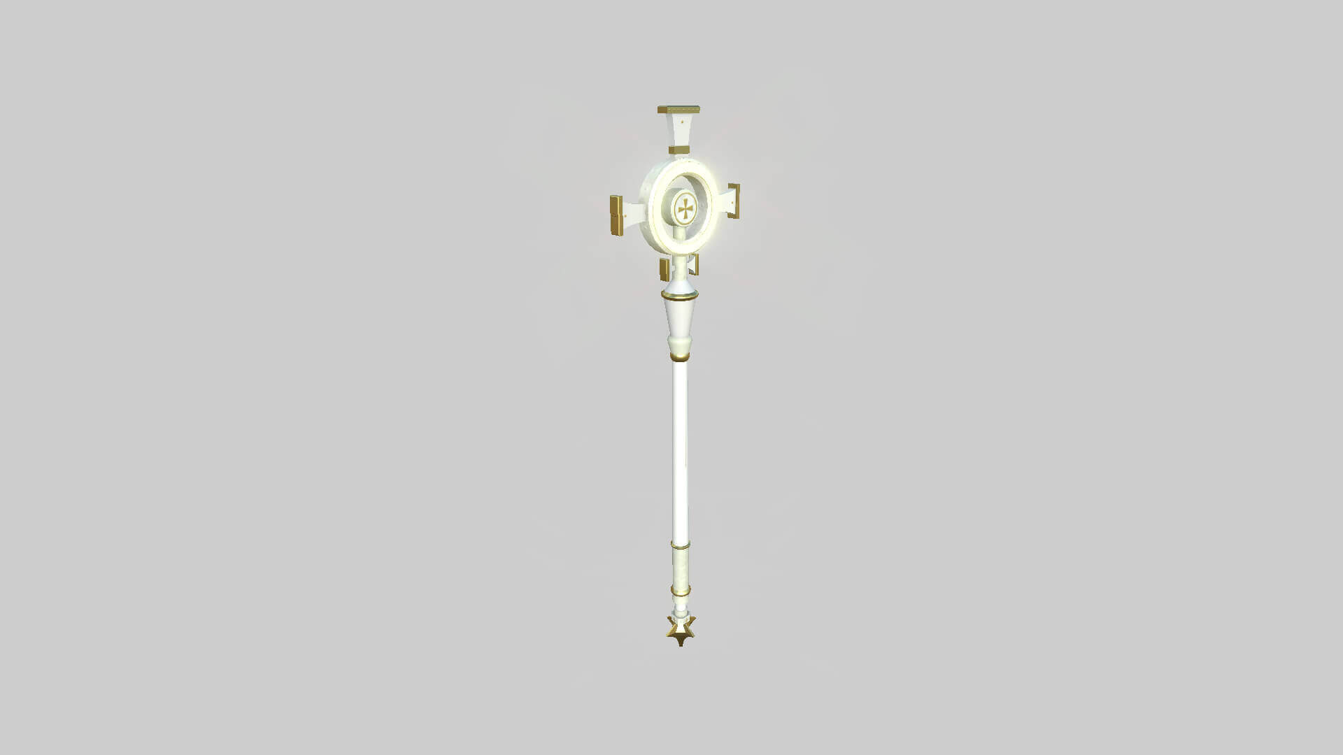 Medieval Mage Staff Model B 01 - White and Gold by gsommer