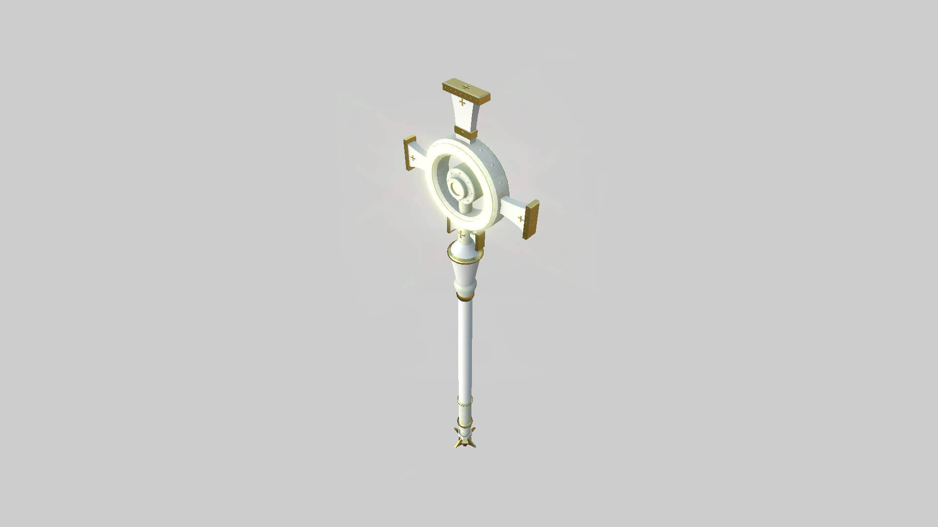 Medieval Mage Staff Model B 01 - White and Gold by gsommer