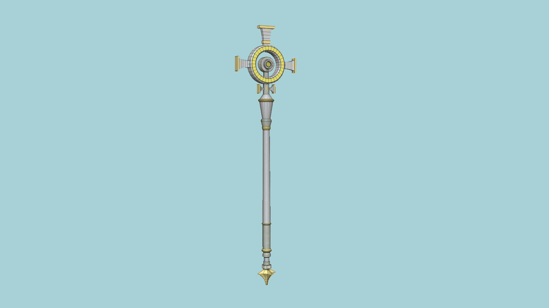 Medieval Mage Staff Model B 01 - White and Gold by gsommer