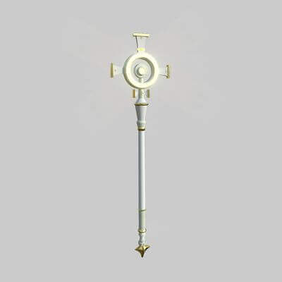 Medieval Mage Staff Model B 01 - White and Gold by gsommer