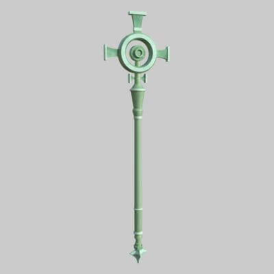 Medieval Mage Staff Model B 04 - Green by gsommer