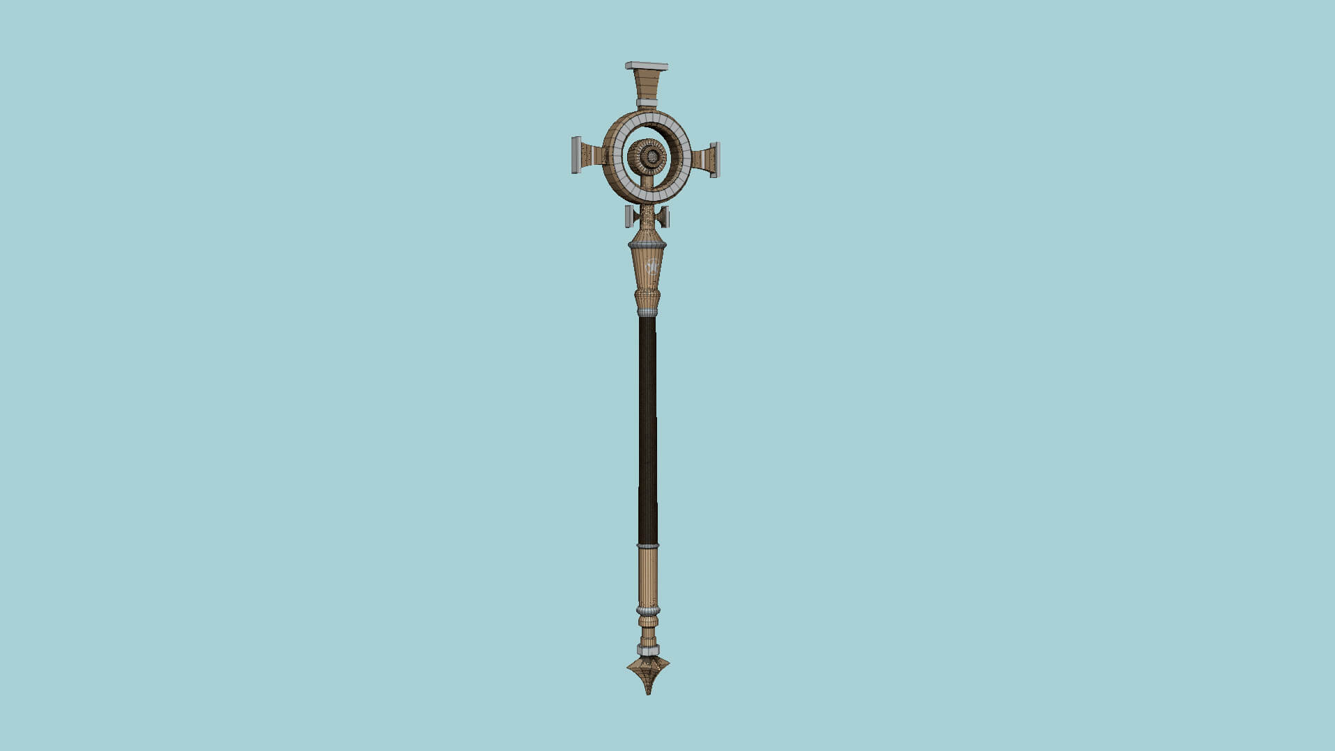 Medieval Mage Staff Model B 05 - Bronze by gsommer