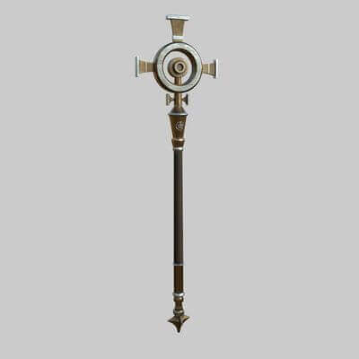 Medieval Mage Staff Model B 05 - Bronze by gsommer