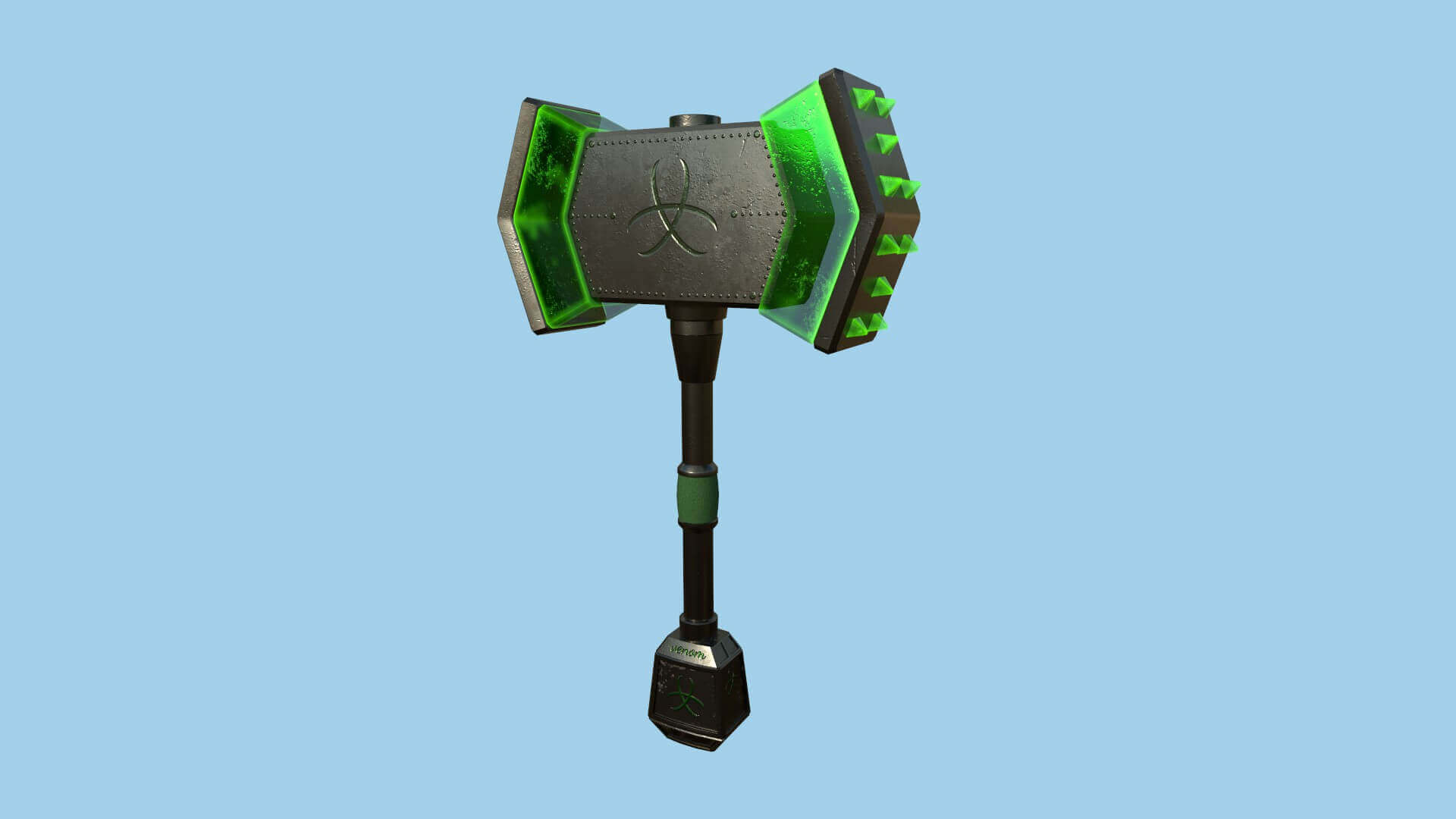 Medieval War Hammer 01 - Green Elemental 3D Model by gsommer