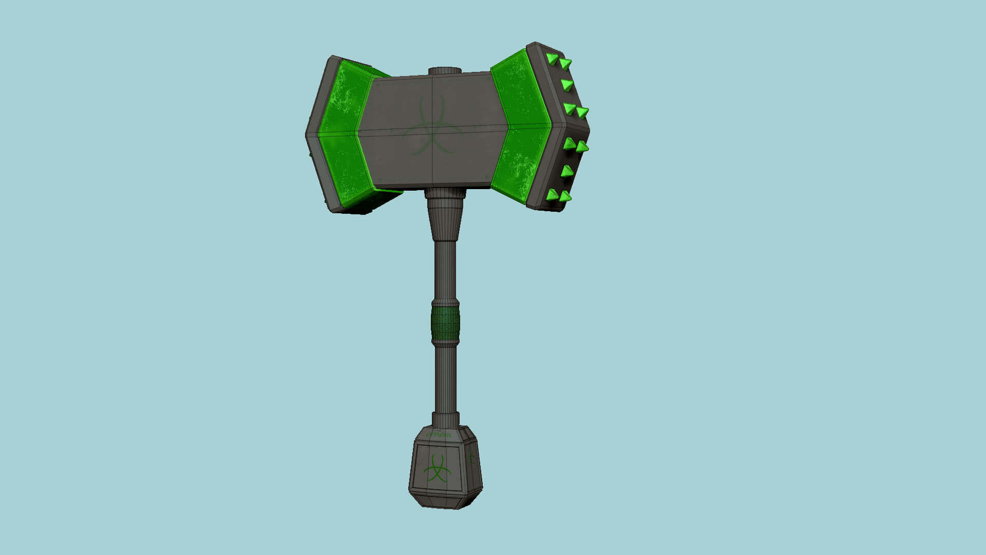 Medieval War Hammer 01 - Green Elemental 3D Model by gsommer