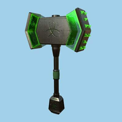 Medieval War Hammer 01 - Green Elemental 3D Model by gsommer