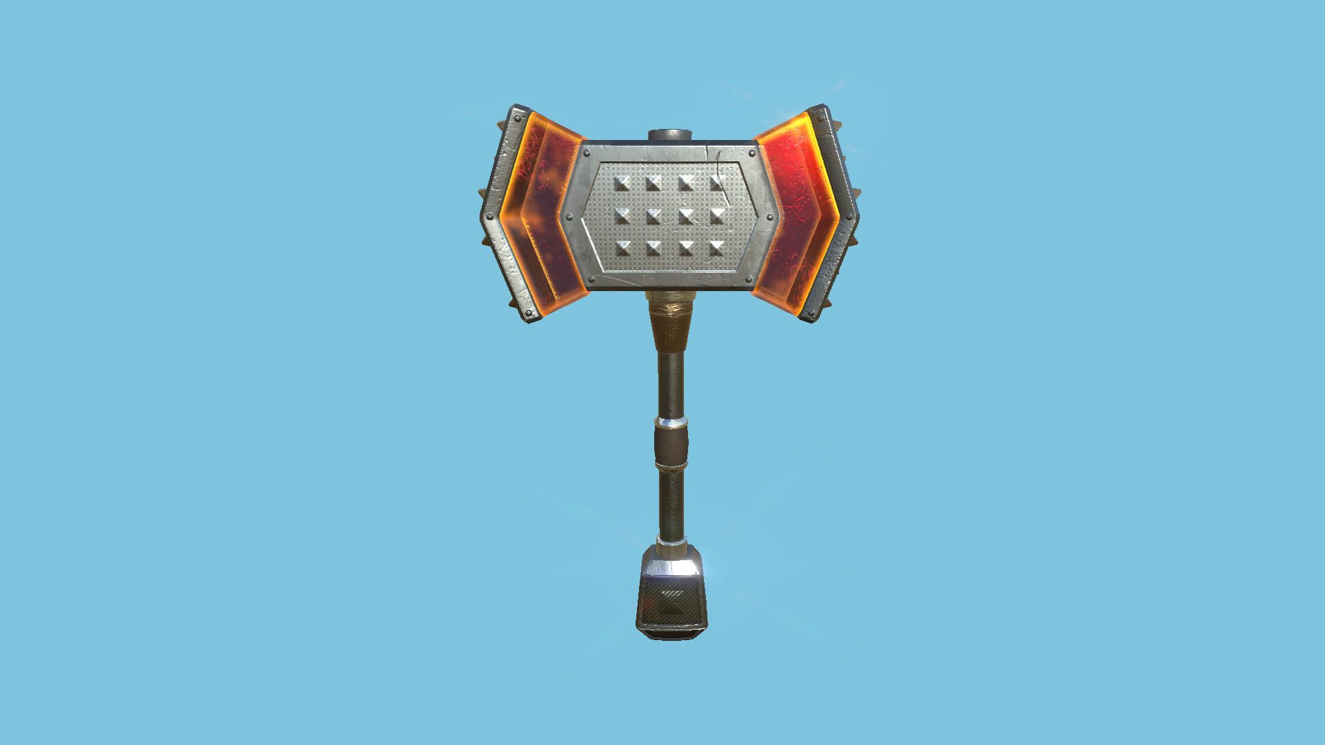 Medieval War Hammer 02 - Red Elemental 3D Model by gsommer