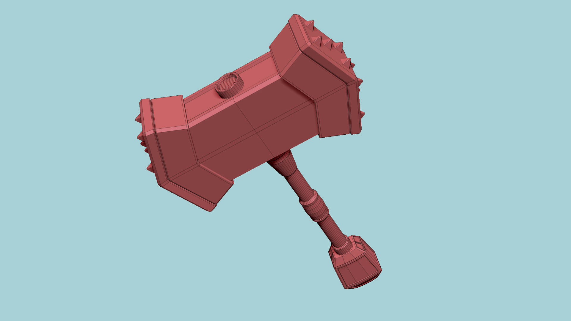 Medieval War Hammer 02 - Red Elemental 3D Model by gsommer