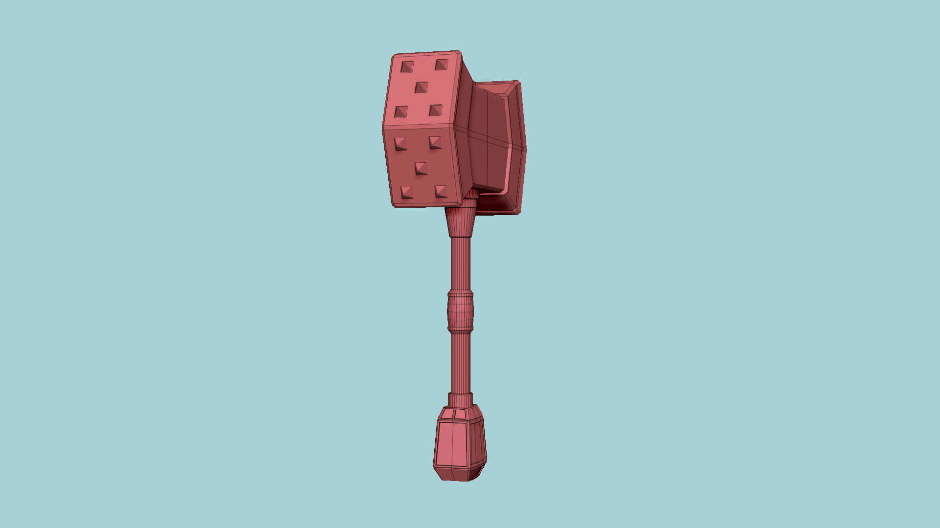 Medieval War Hammer 02 - Red Elemental 3D Model by gsommer